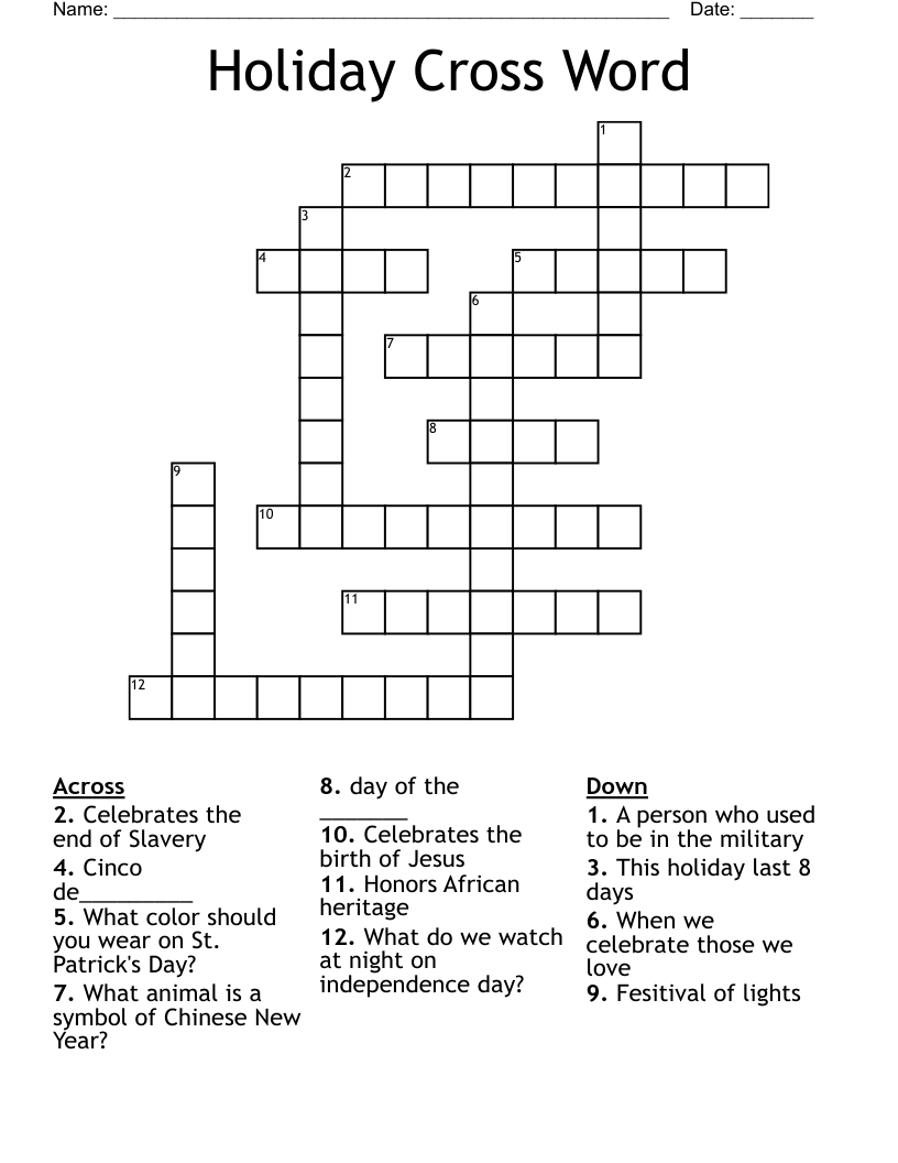 Holiday Cross Word - WordMint