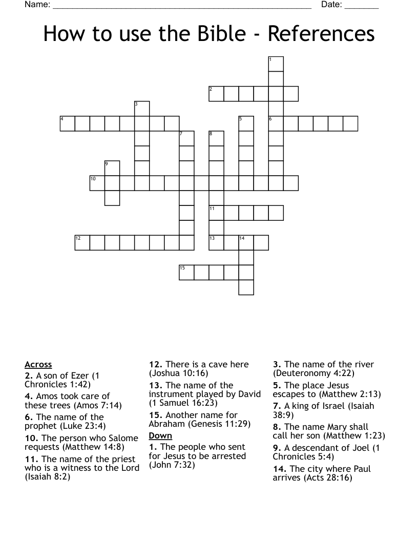 How to use the Bible - References Crossword - WordMint