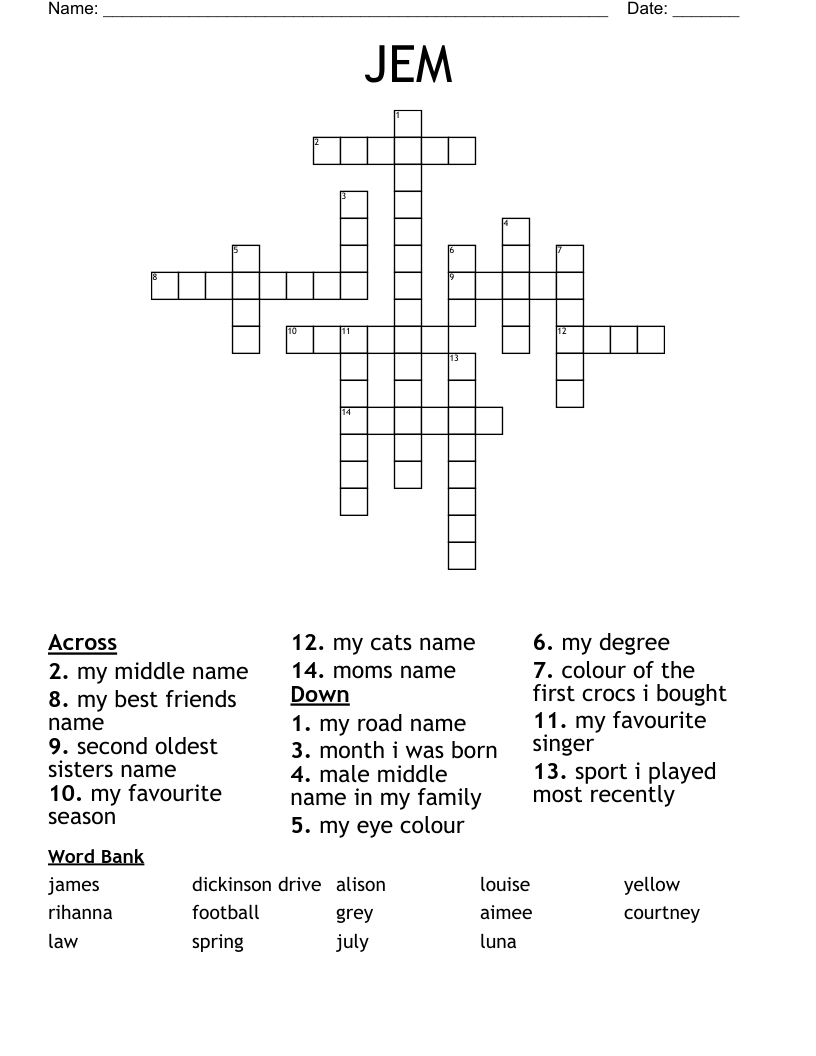 JEM Crossword - WordMint