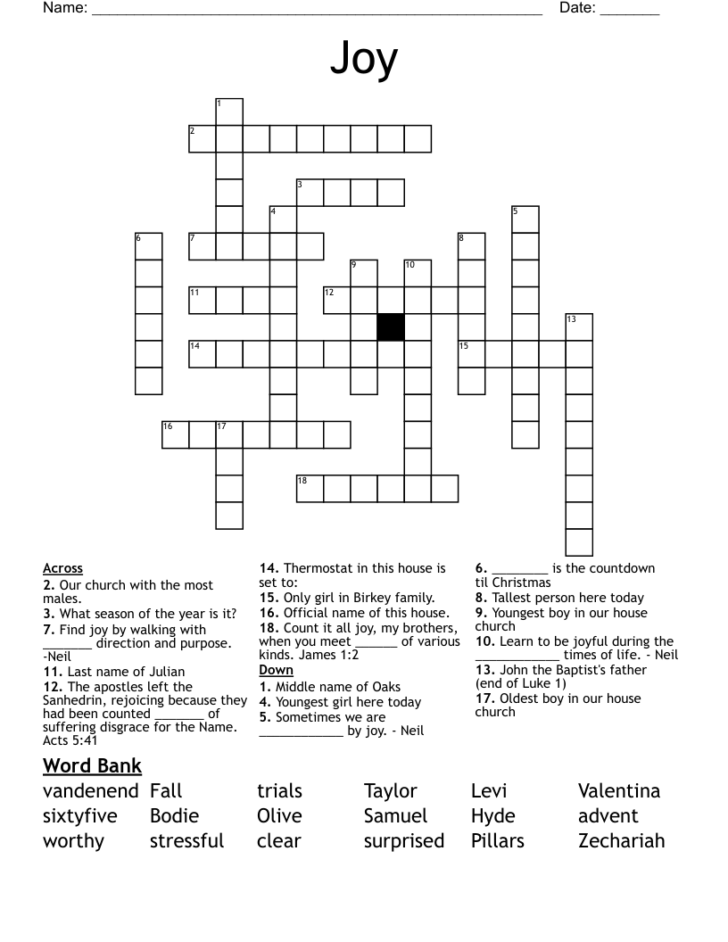 Joy Crossword WordMint