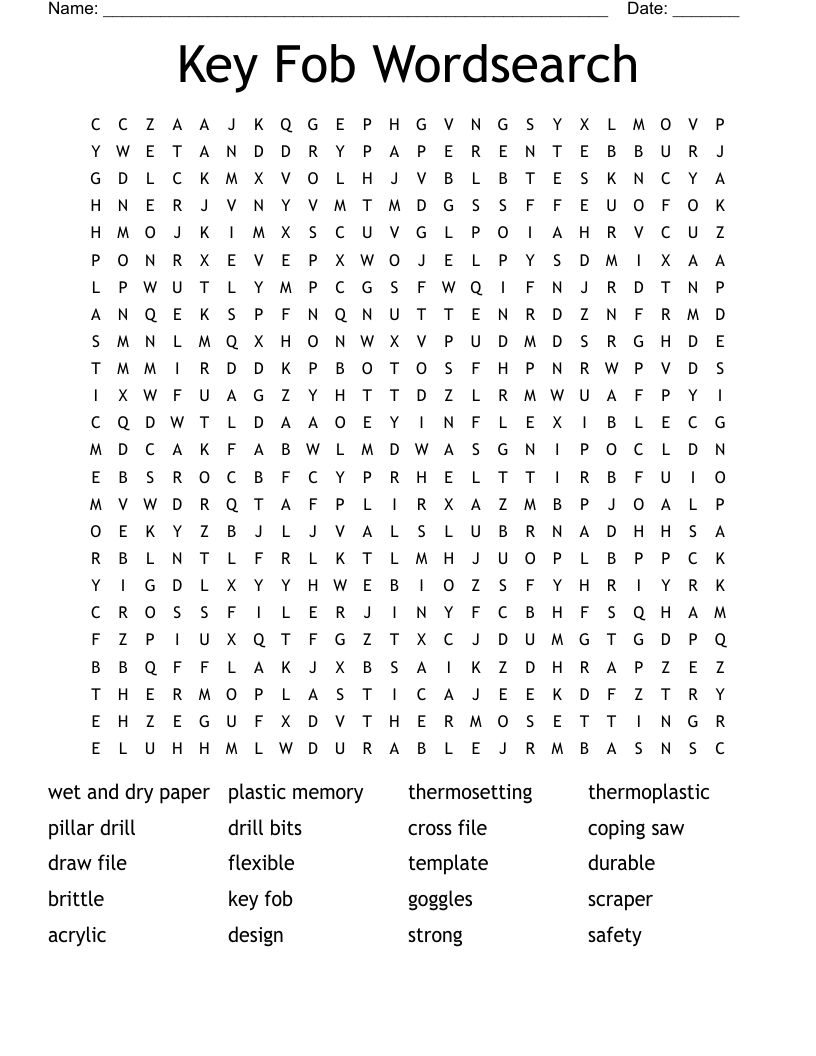 Key Fob Wordsearch - WordMint