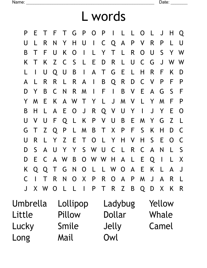 L words Word Search - WordMint