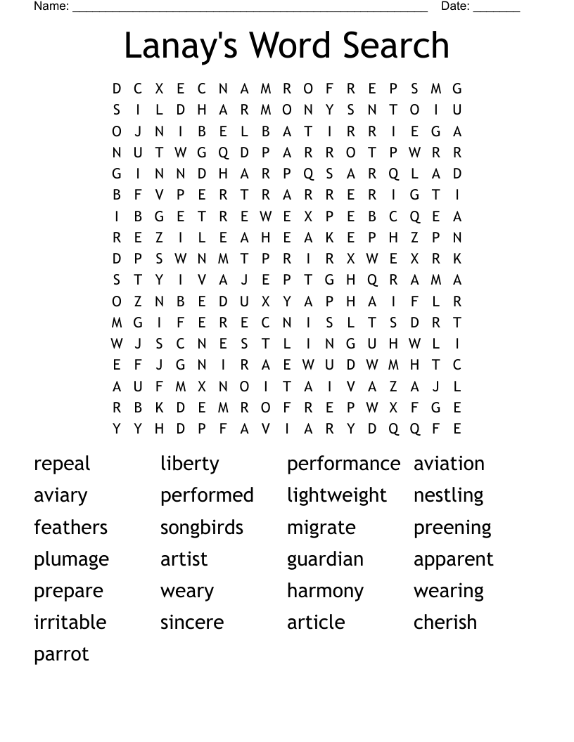 Lanay's Word Search - WordMint