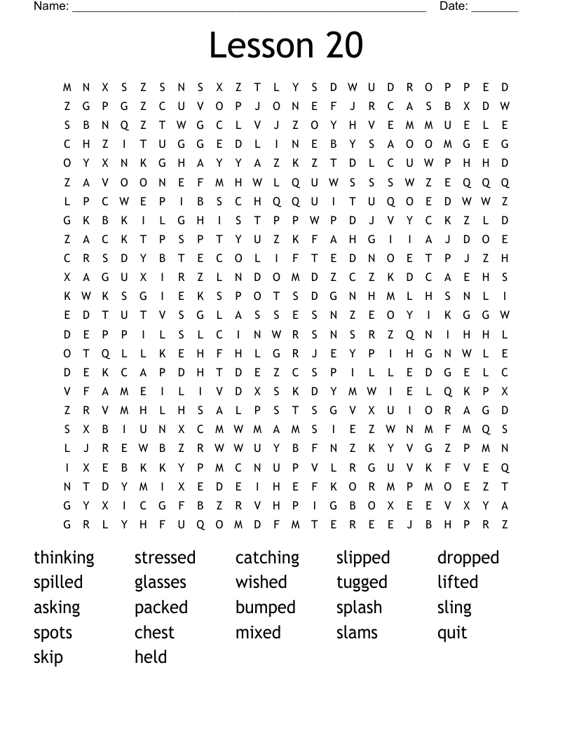 Lesson 20 Word Search - WordMint