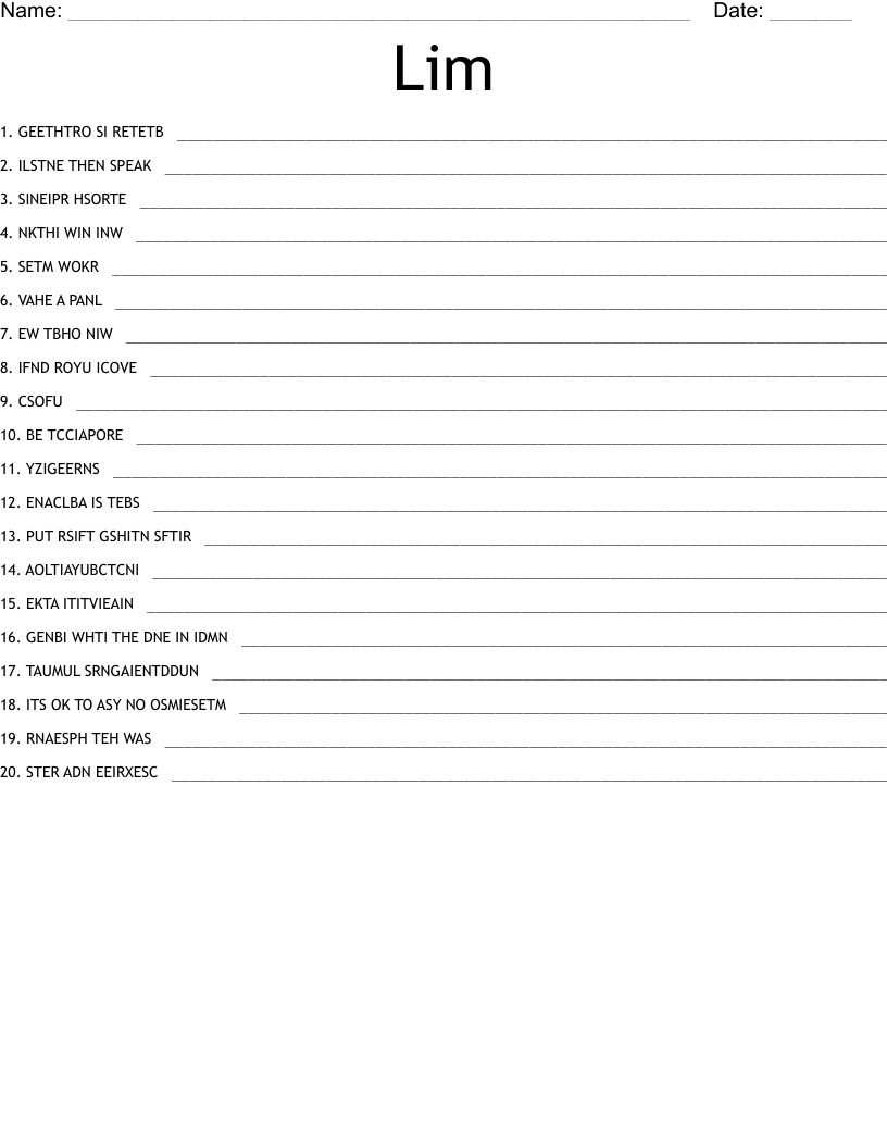Lim Word Scramble - WordMint