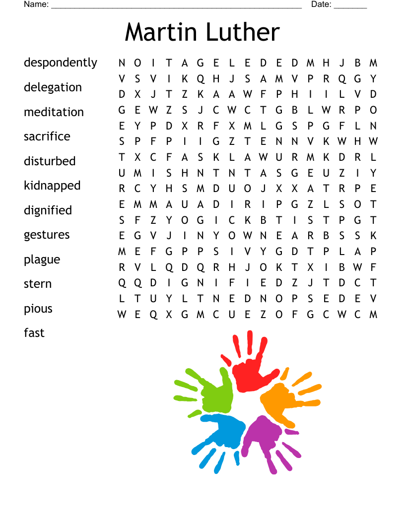 Martin Luther Word Search - WordMint