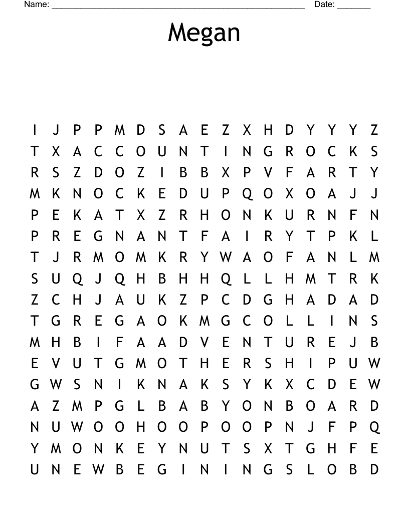 Megan Word Search - WordMint
