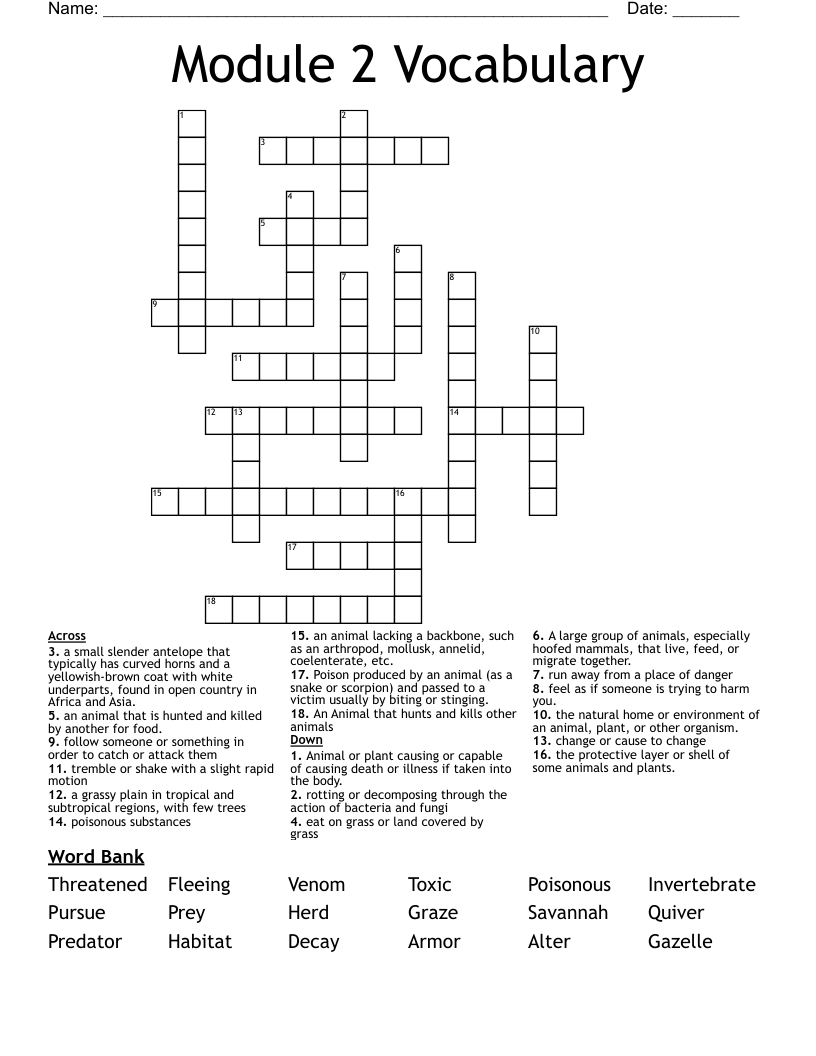 Module 2 Vocabulary Crossword - WordMint