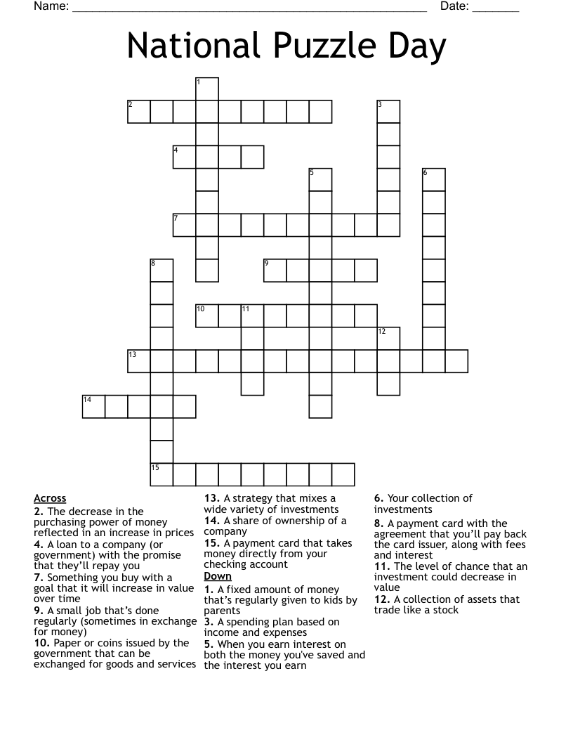National Puzzle Day Crossword - WordMint