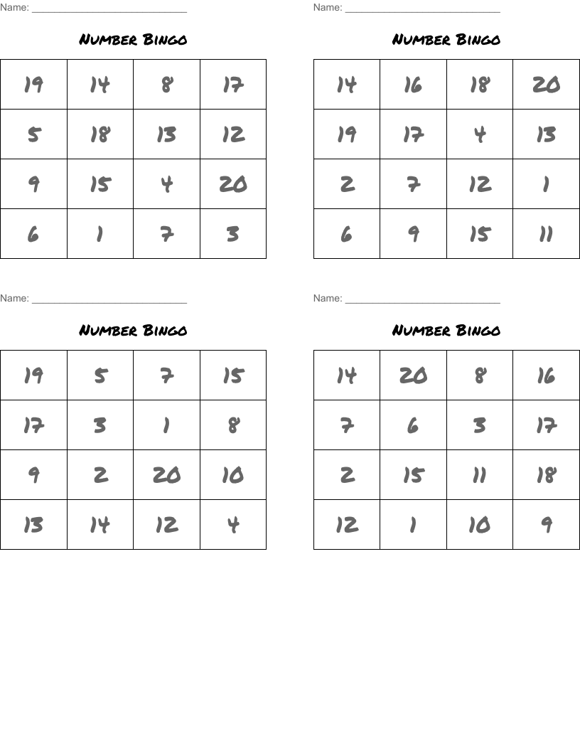 Number Bingo - WordMint