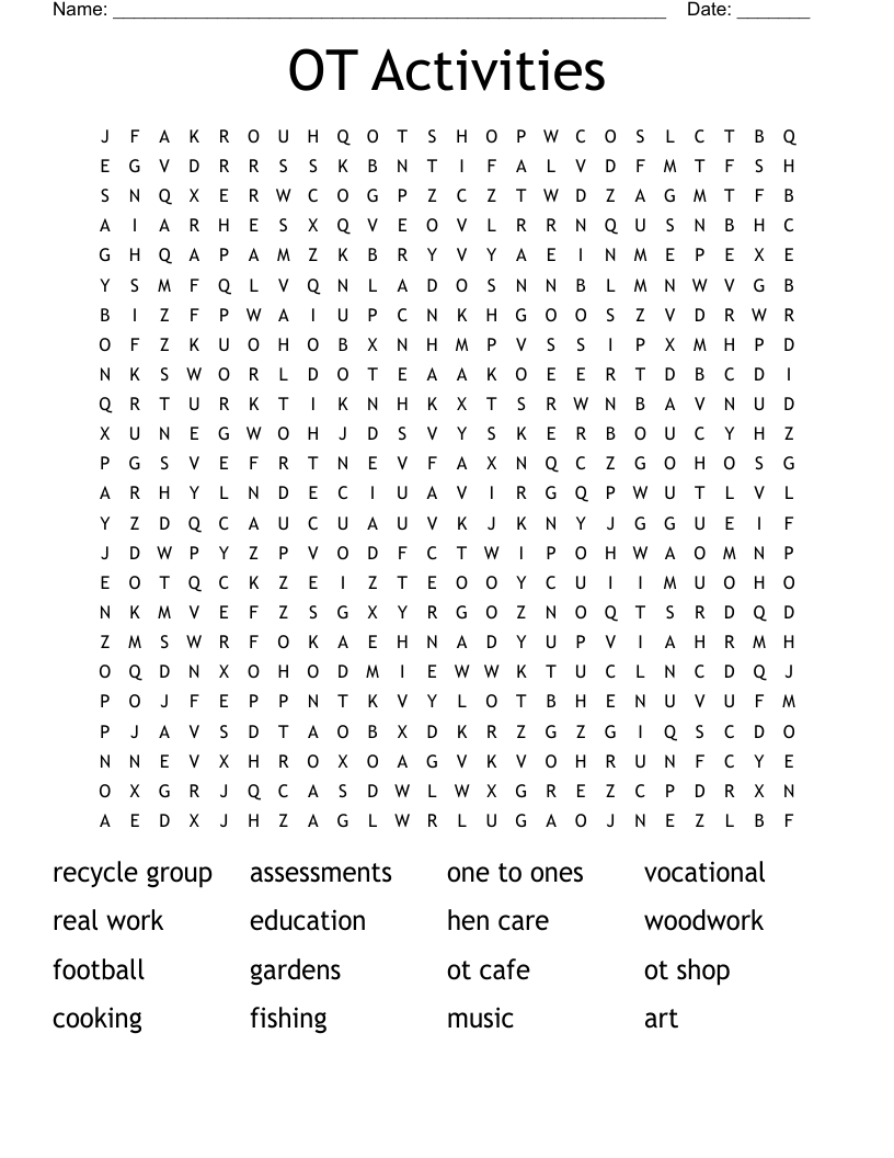 OT Activities Word Search - WordMint
