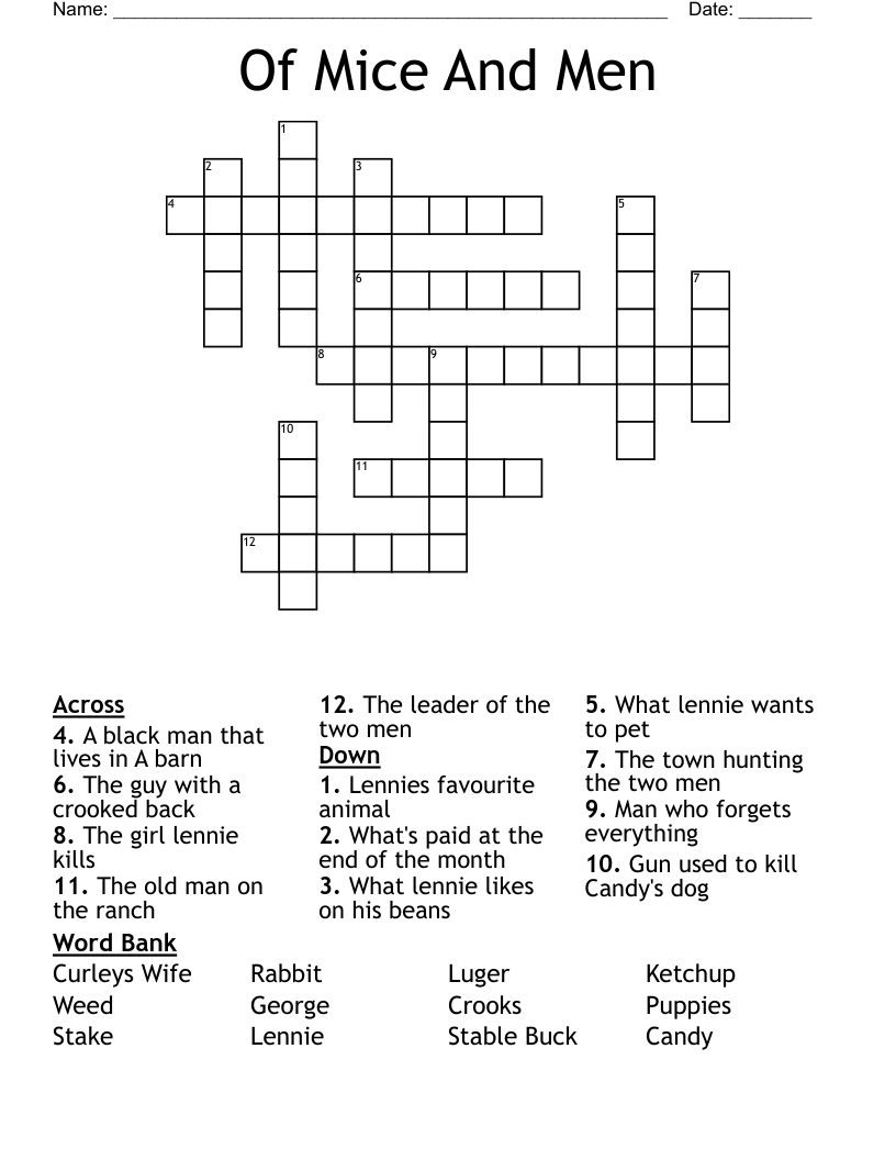 Of Mice And Men Crossword - WordMint