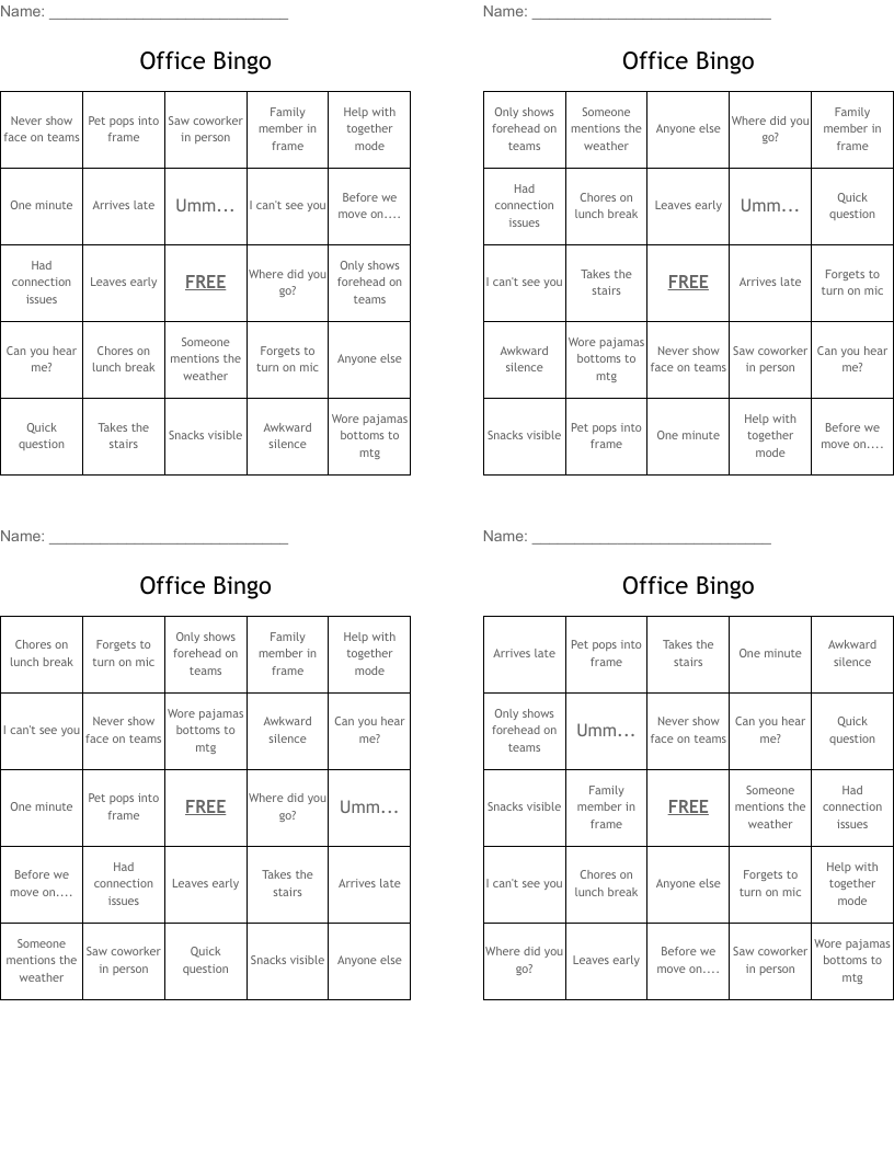 Office Bingo - WordMint