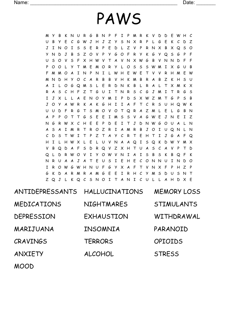 PAWS Word Search - WordMint