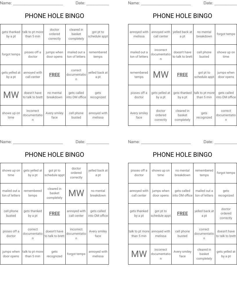 PHONE HOLE BINGO - WordMint