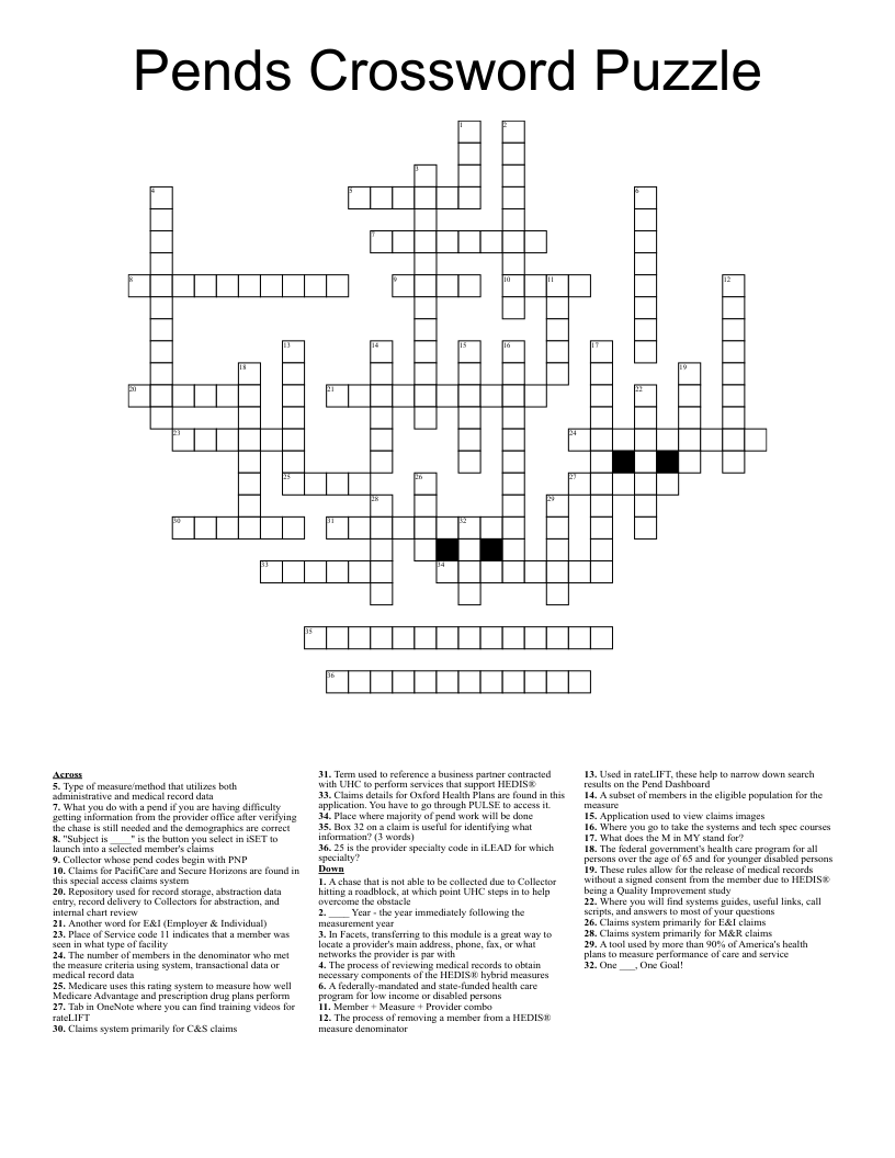 Pends Crossword Puzzle - WordMint