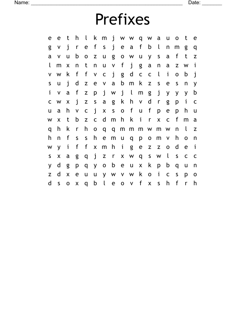 Prefixes Word Search - WordMint