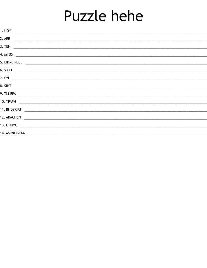 Puzzle hehe Word Scramble - WordMint