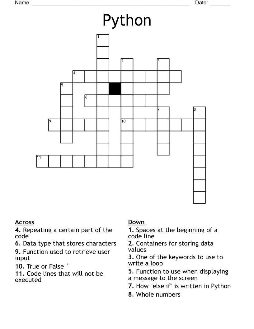 Python Crossword WordMint