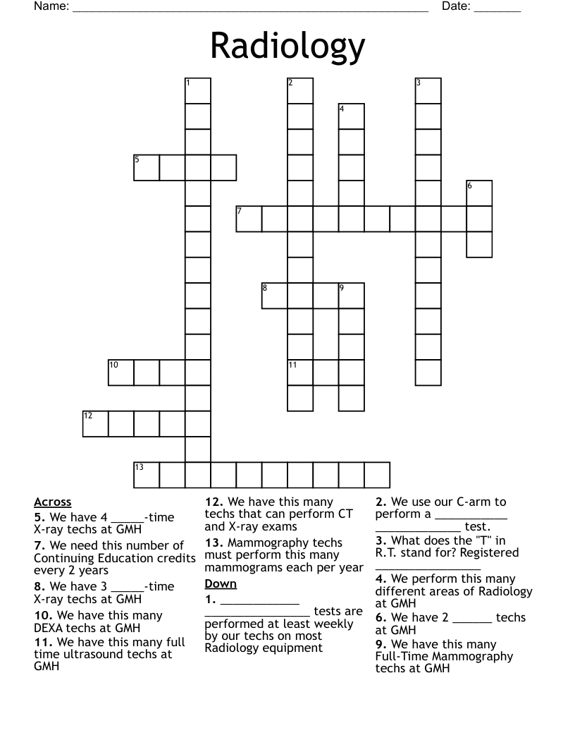 Radiology Crossword WordMint Radiology Crossword WordMint