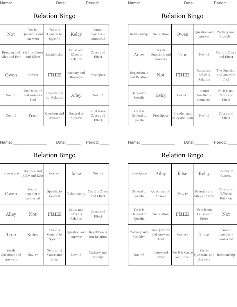 Relation Bingo - WordMint