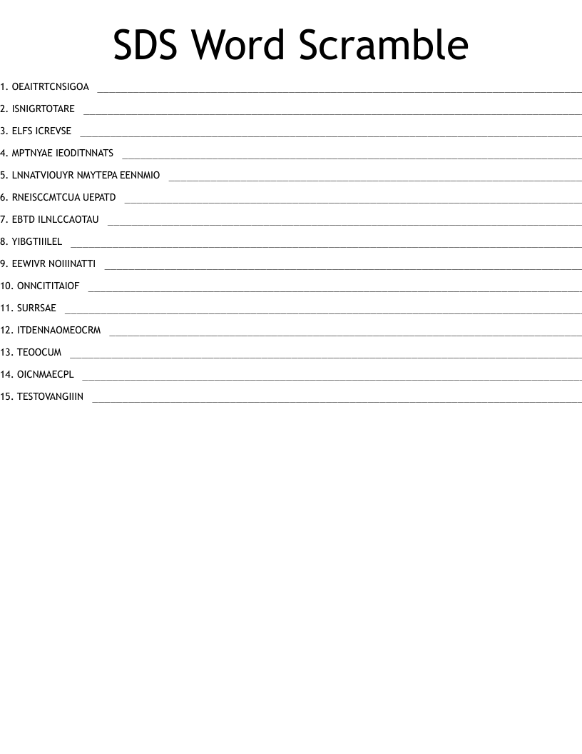 SDS Word Scramble - WordMint