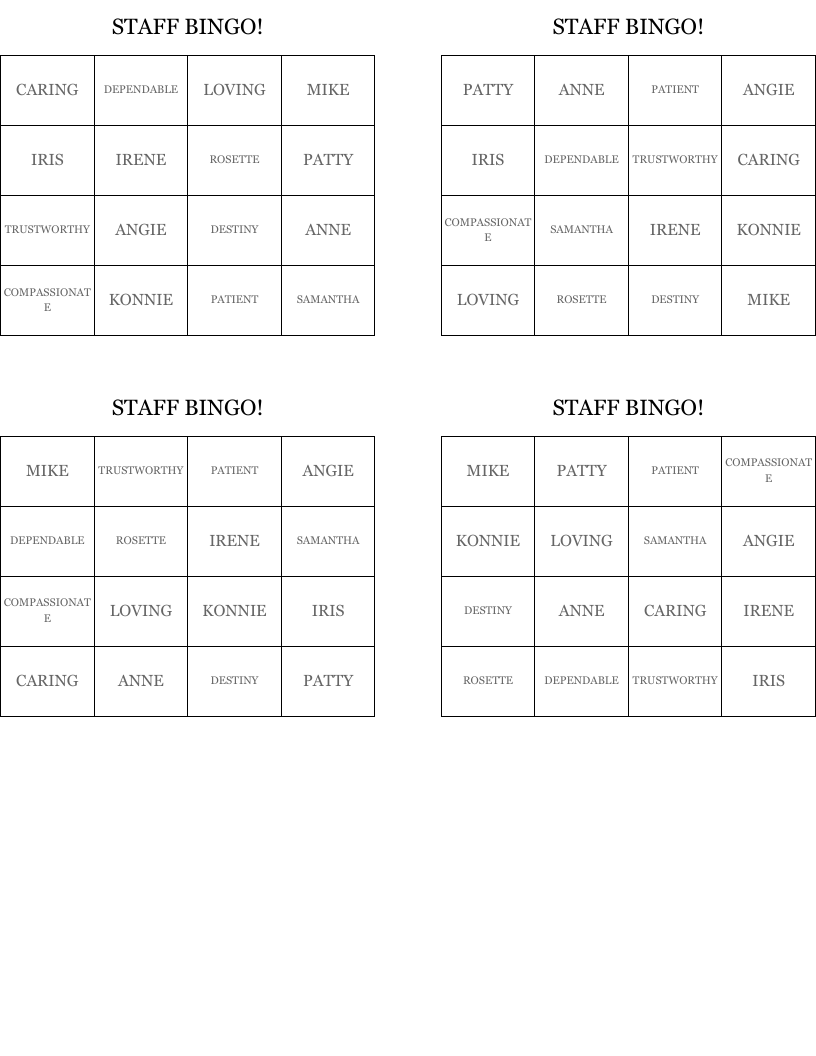 STAFF BINGO! - WordMint