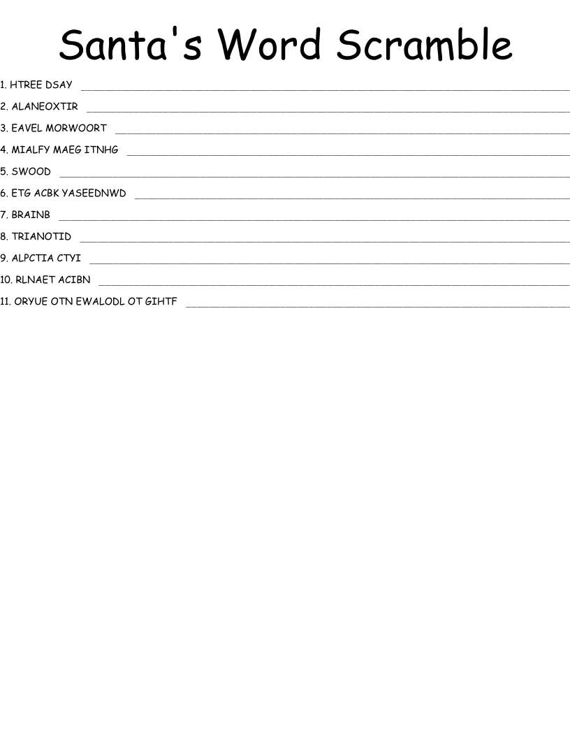 Santa's Word Scramble - WordMint