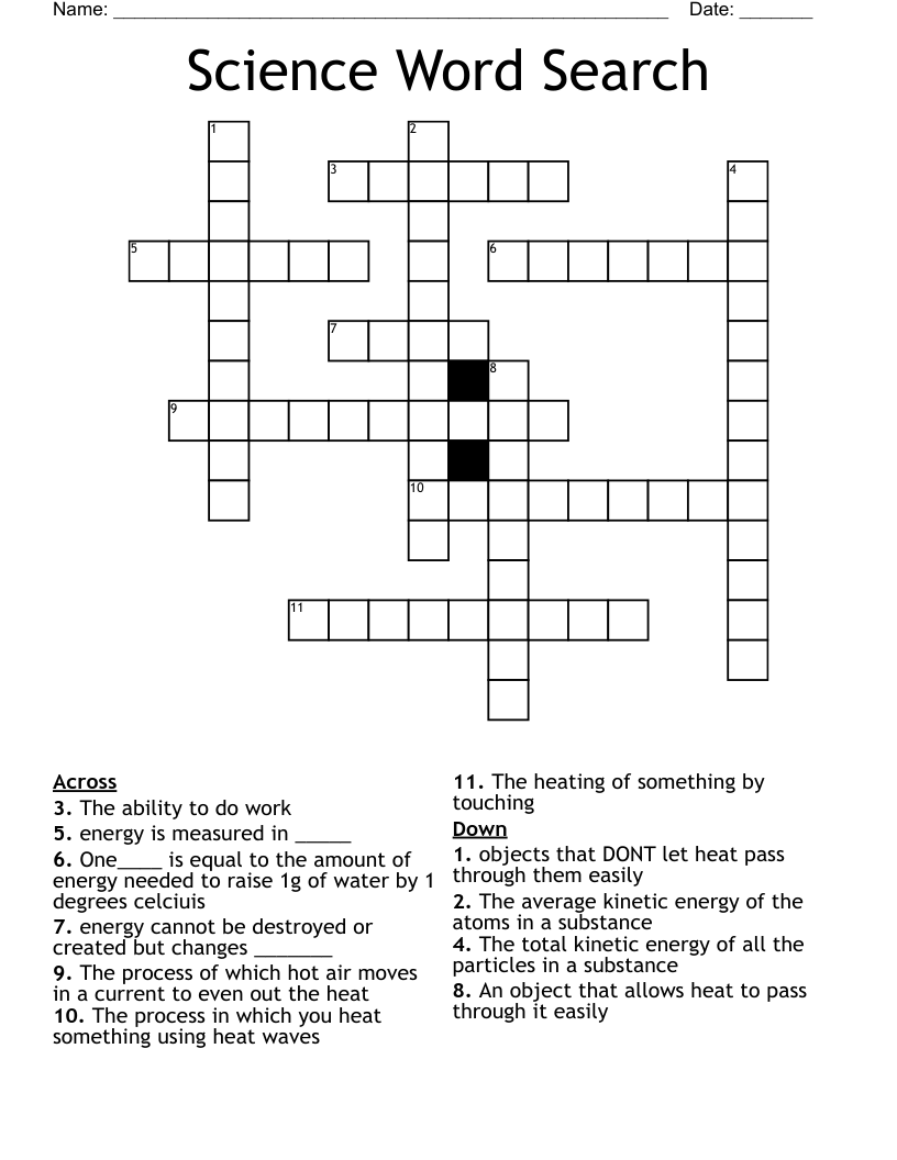 Science Word Search Crossword - WordMint
