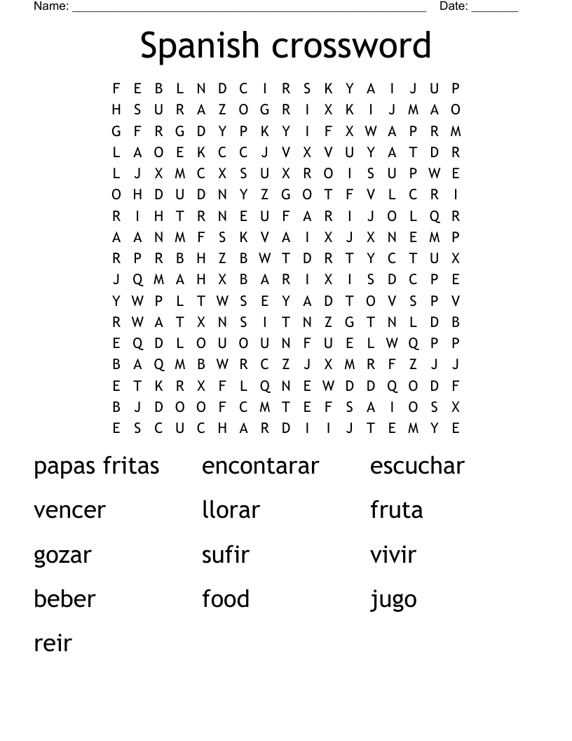 Spanish crossword Word Search - WordMint
