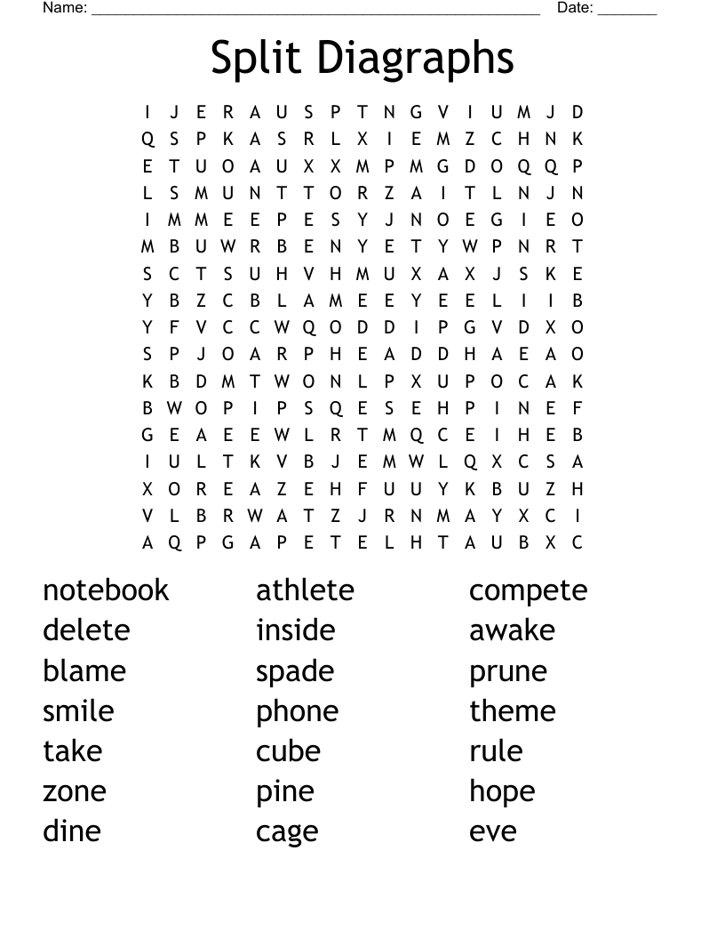 Split Diagraphs Word Search - WordMint
