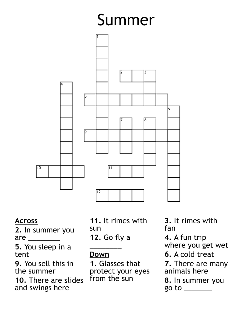 Summer Crossword - WordMint