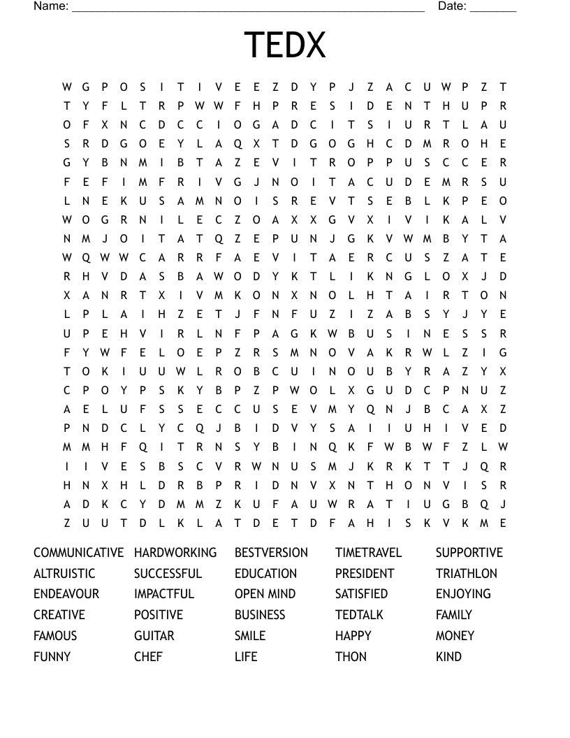 TEDX Word Search - WordMint