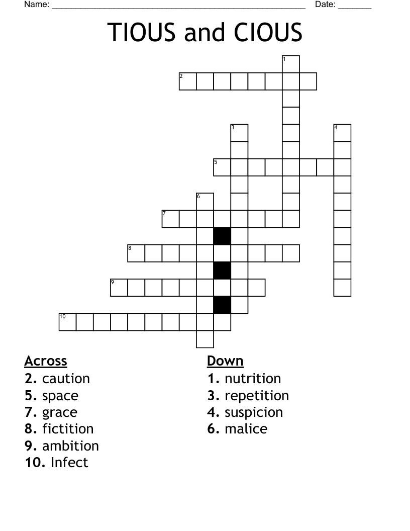 TIOUS and CIOUS Crossword - WordMint