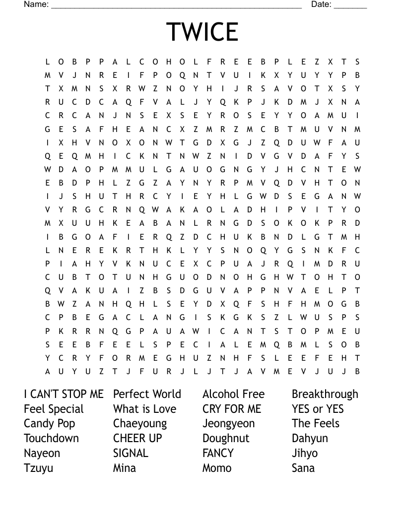 TWICE Word Search WordMint
