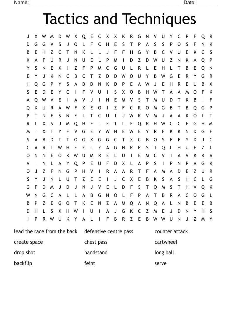 Tactics and Techniques Word Search - WordMint