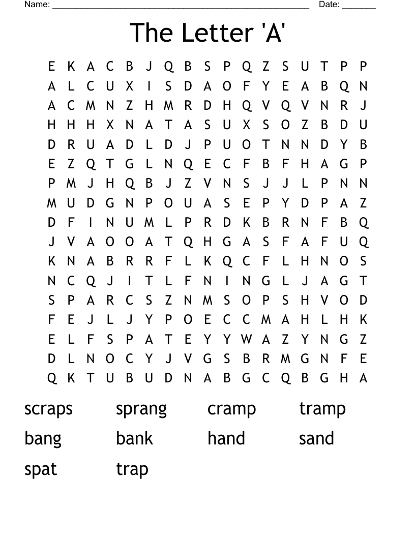 The Letter 'A' Word Search - WordMint