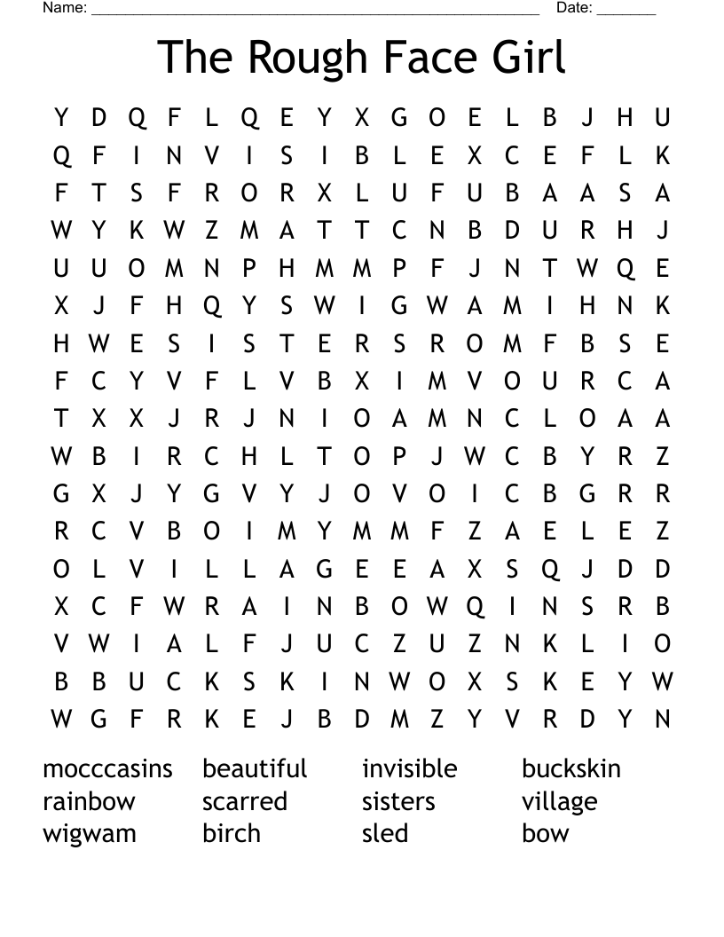 The Rough Face Girl Word Search - WordMint