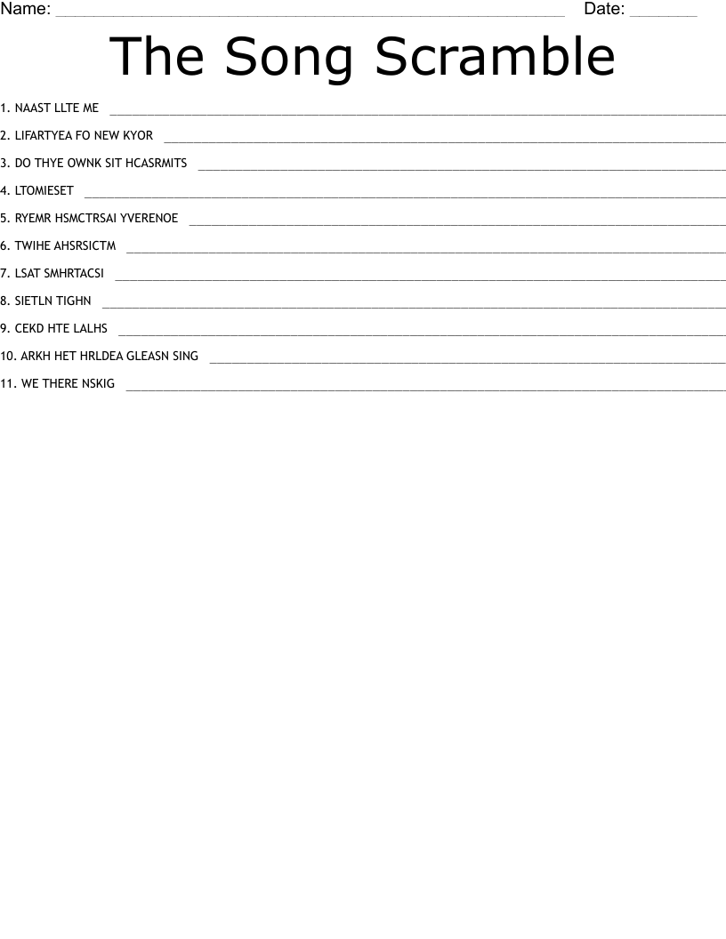 The Song Scramble - WordMint