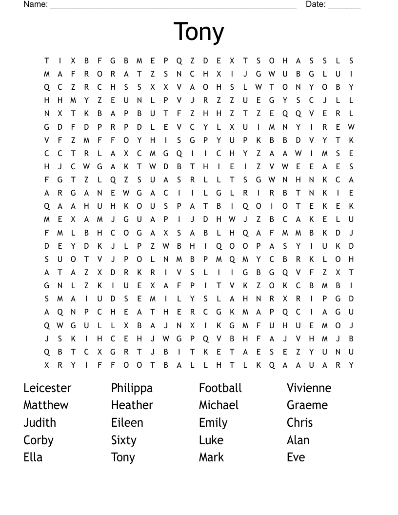Tony Word Search - WordMint