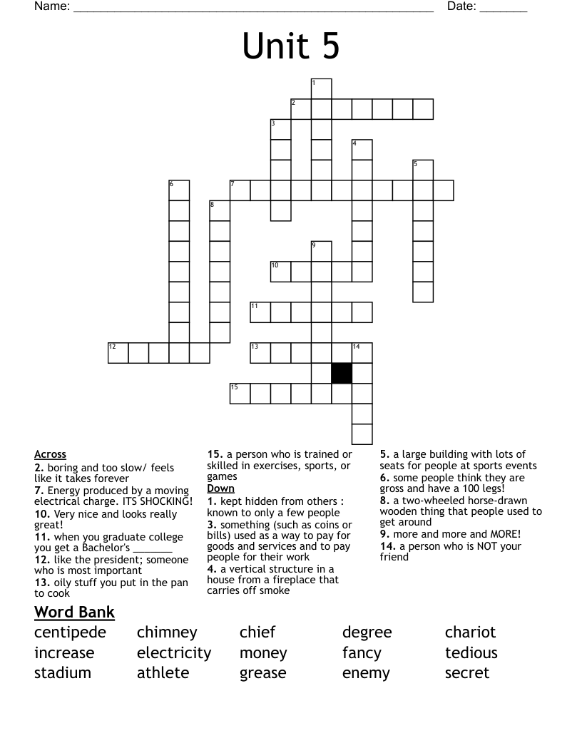 Unit 5 Crossword - WordMint