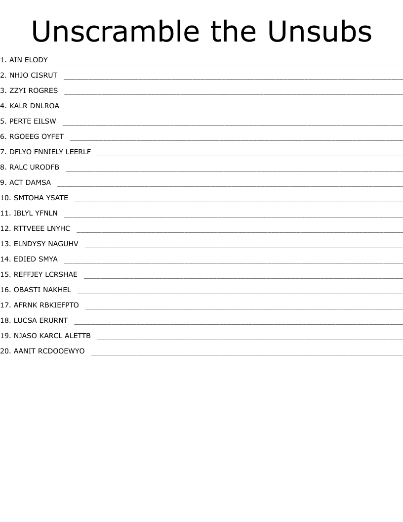 Unscramble the Unsubs - WordMint