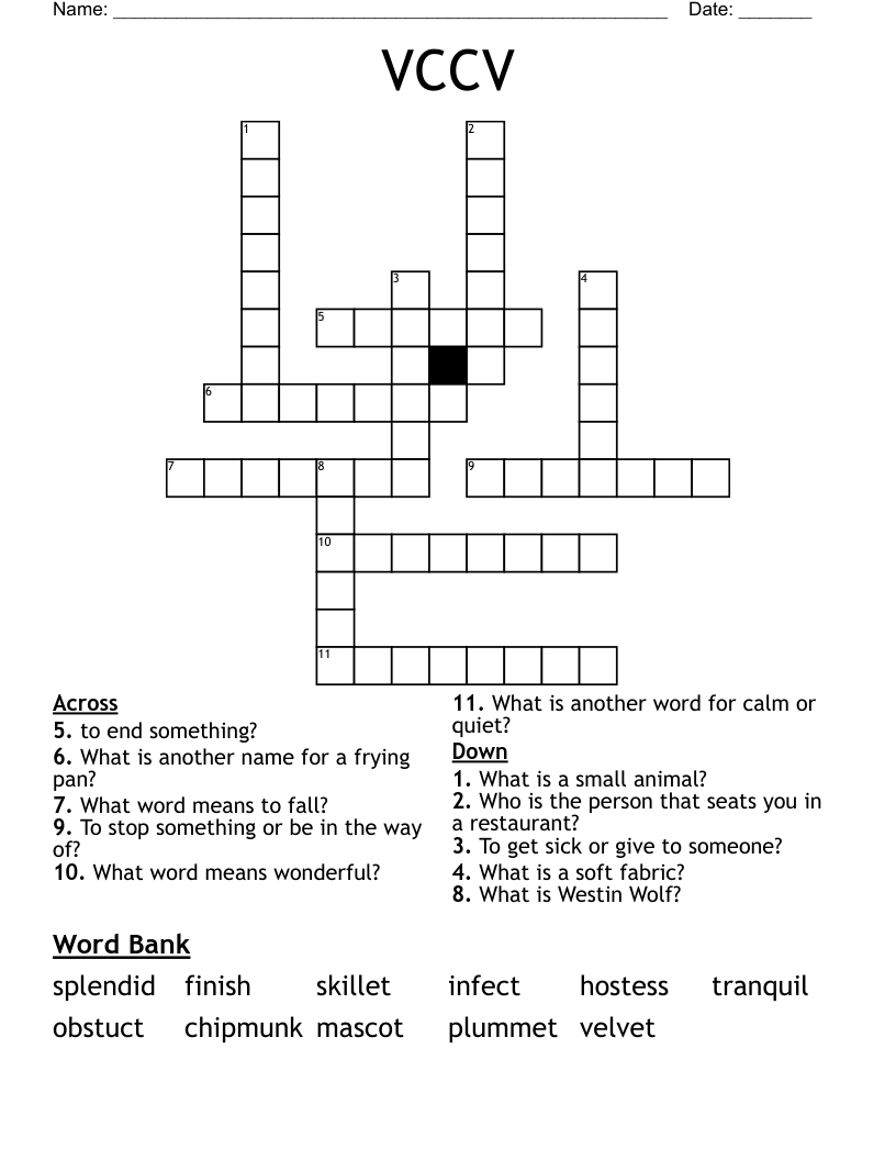 VCCV Crossword - WordMint