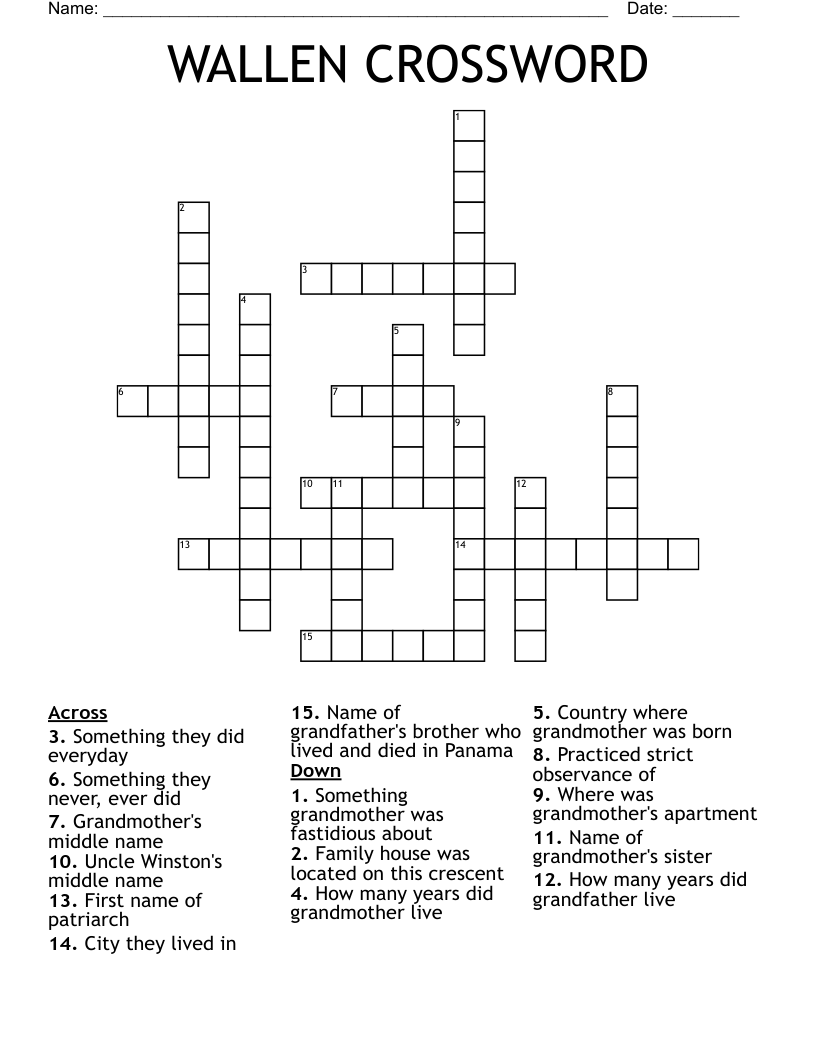 WALLEN CROSSWORD - WordMint