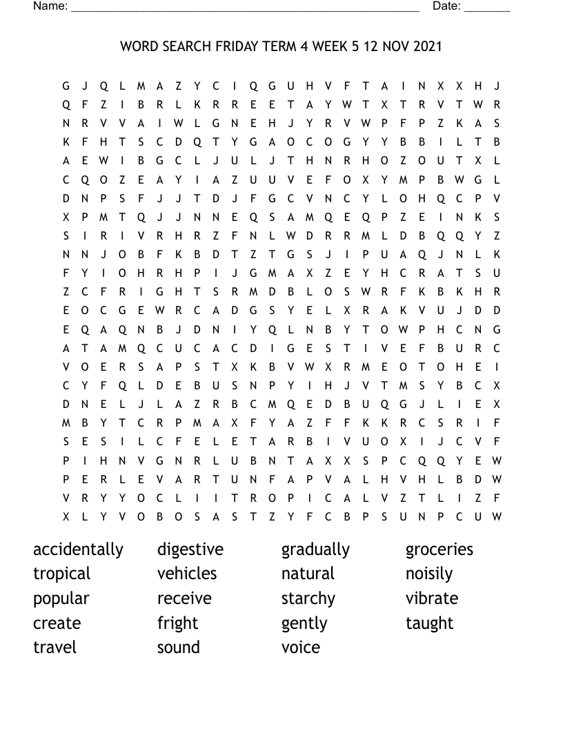 WORD SEARCH FRIDAY TERM 4 WEEK 5 12 NOV 2021 - WordMint