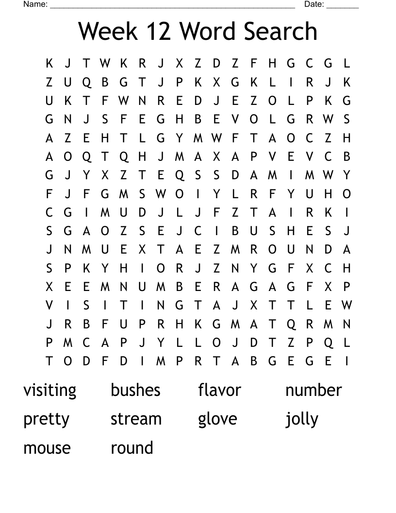 Week 12 Word Search - WordMint