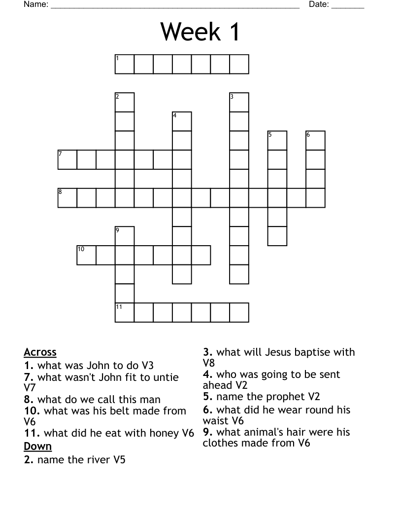 Week 1 Crossword Wordmint