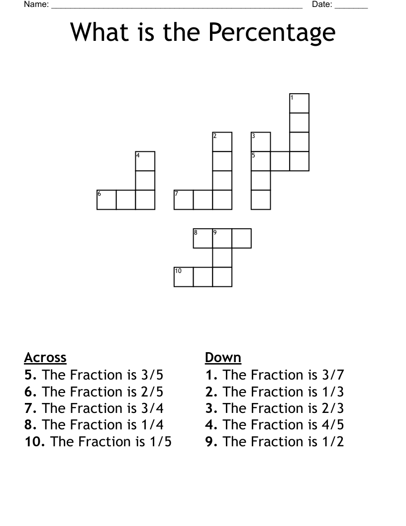 What is the Percentage Crossword - WordMint