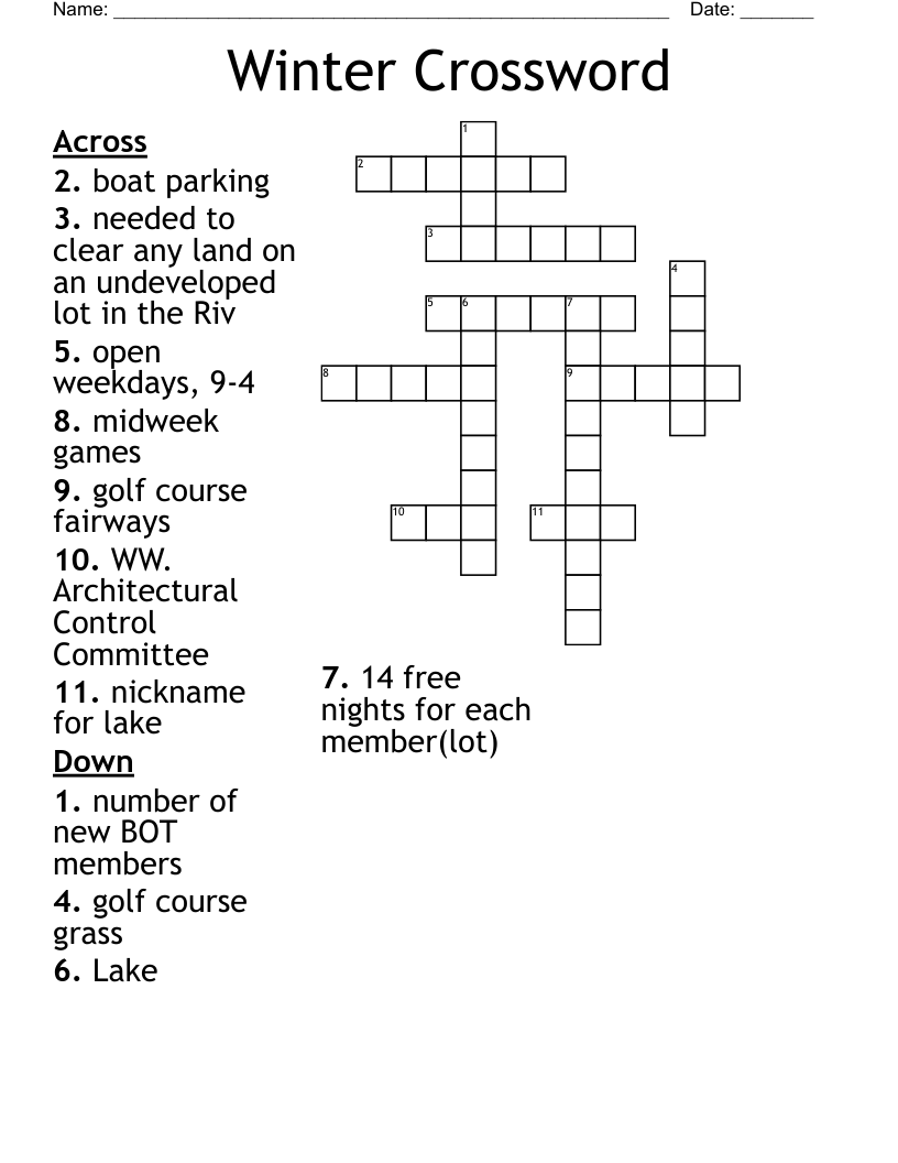Winter Crossword - WordMint