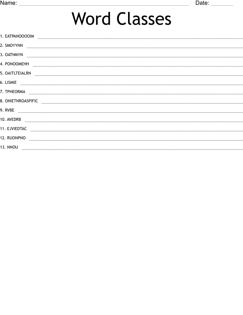 Word Classes Word Scramble WordMint word-classes-word-scramble-wordmint
